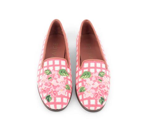 Needlepoint Pink Hydrangea Loafers