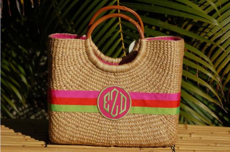 Queen Bea Monogrammed Medium Becky Florida Basket