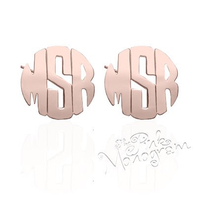 Monogrammed Circle Font Earrings On Post 20mm Silver A