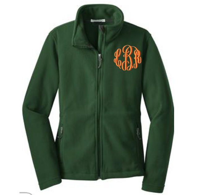 Monogrammed Ladies Full Zip Fleece Jacket 12 Colors