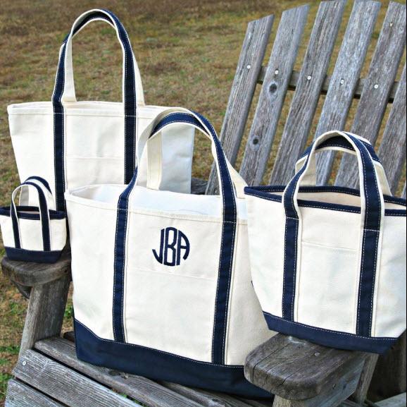 Monogrammed Medium Boat Tote Several Colors
