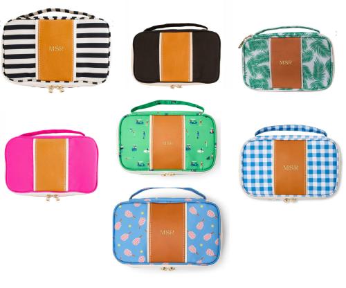 Megan Nylon Leather Compact Cosmetic Case Personalized