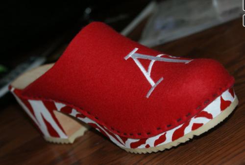 Monogrammed Clog In Bright Red Wool