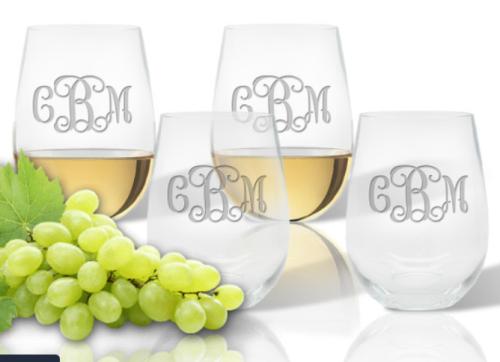 Personalized 15oz Stemless Wine Glass Set
